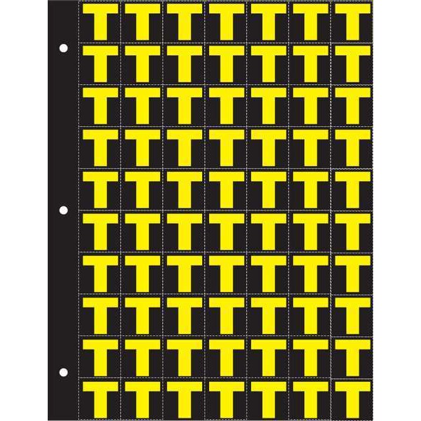Electromark Letter Label, T, Yellow/Black REFLYK1.0NBT | Zoro