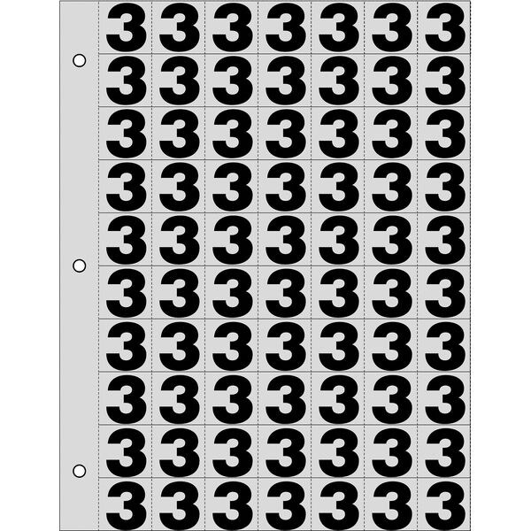 Electromark Number Label, 3, Black/Silver INTKS1.0NB3 | Zoro