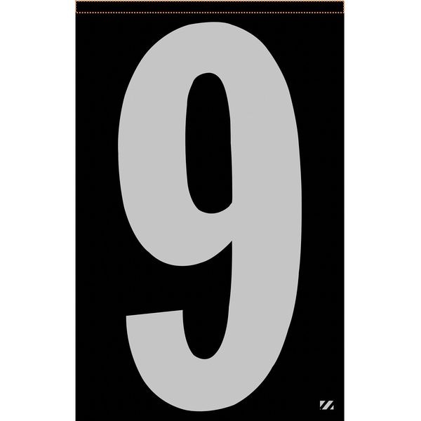 Electromark Number Label, 9, Silver/Black, PK25 SUNSK4.09 | Zoro