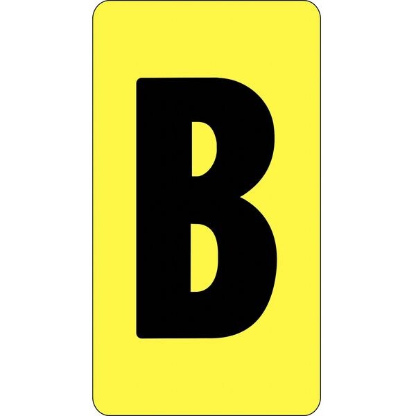 Electromark Letter Card, B, 1In, Blk/Yllw, PK100 FLAT1SB | Zoro