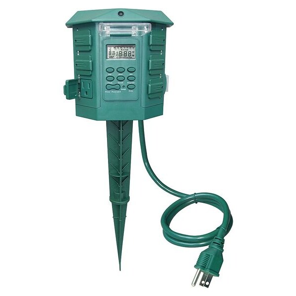 Power First Programable Outdoor Power Stake, 6 Outlet(s) NEMA 5-15R ...