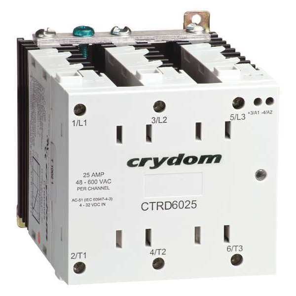 Crydom Solid State Relay, 3 Phase, Box Clamp, DIN Rail, SCR CTRD6025-10 ...