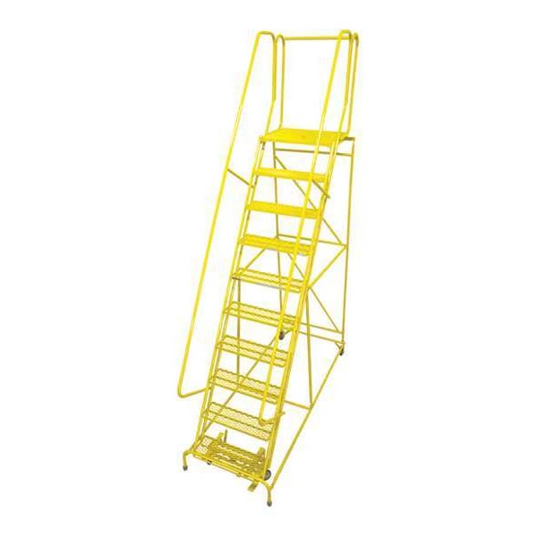 Cotterman 130 in H Steel Rolling Ladder, 10 Steps, 450 lb Load Capacity ...