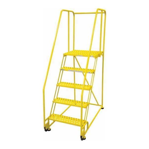 Cotterman 80 in H Steel Tilt and Roll Ladder, 5 Steps, 450 lb Load ...
