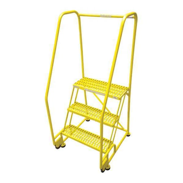 Cotterman 60 in H Steel Tilt and Roll Ladder, 3 Steps, 450 lb Load ...