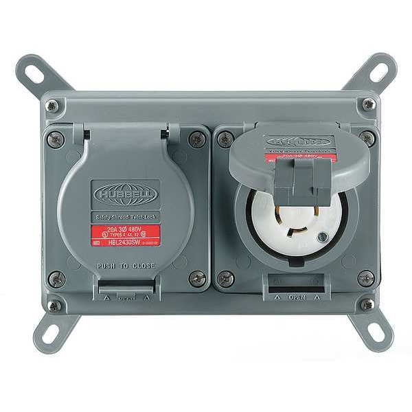 Hubbell 30A Duplex Locking Receptacle 3P 4W 600VAC L17-30R GY MCWF2130 ...