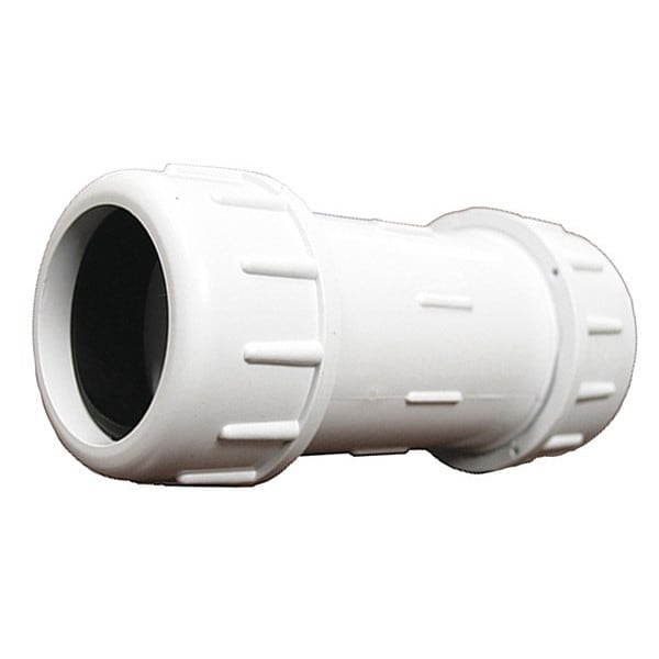 Jones Stephens PVC Compression Coupling, 2" Pipe Size C12200 | Zoro