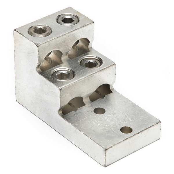 Burndy Mechanical Lug, 750 kcmil Max, 4 Conductor, 2 Hole, 3/8 in Stud ...