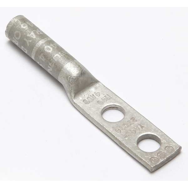 Burndy Two-Hole Compression Lug, 4 AWG Max, 1/4 in Stud, Long Barrel ...