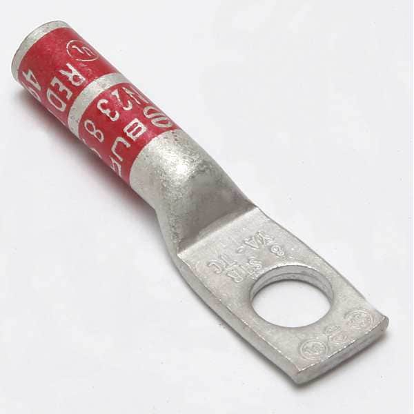 Burndy One-Hole Compression Lug, 8 AWG Max, 1/4 in Stud, Long Barrel ...