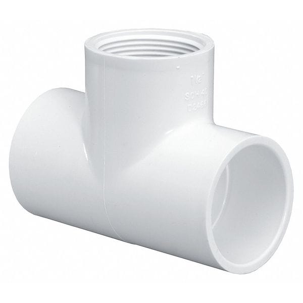 Zoro Select PVC Tee, Socket x Socket x FNPT, 2 in Pipe Size 402020 | Zoro