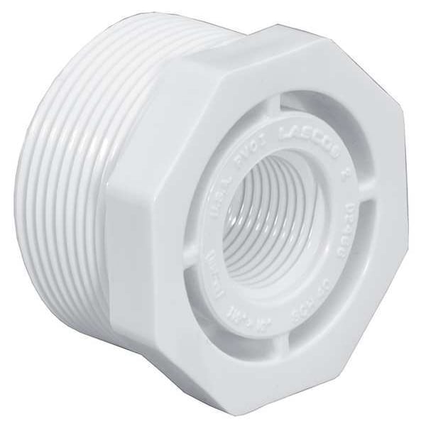 Zoro Select PVC Reducing Bushing, MNPT x FNPT, 2 in x 1 1/2 in Pipe ...