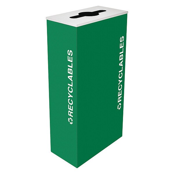 Tough Guy 17 gal Rectangular Recycling Bin, Open Top, Green, Steel, 1 ...