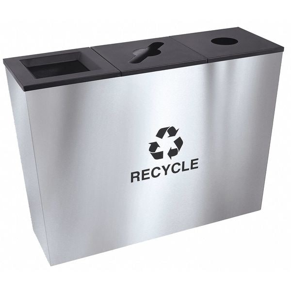 Tough Guy 54 gal Rectangular Recycling Bin, Open Top, Silver, Steel, 3 ...