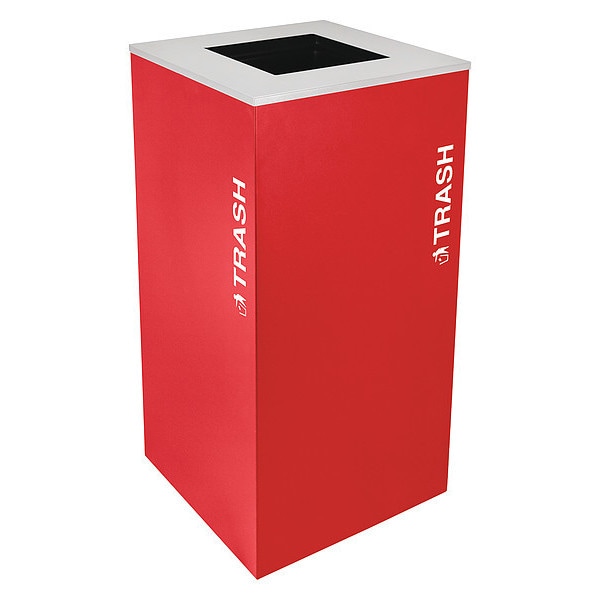 Tough Guy 36 Gal Square Trash Can, Red, 18 1/2 in Dia, None, Steel ...