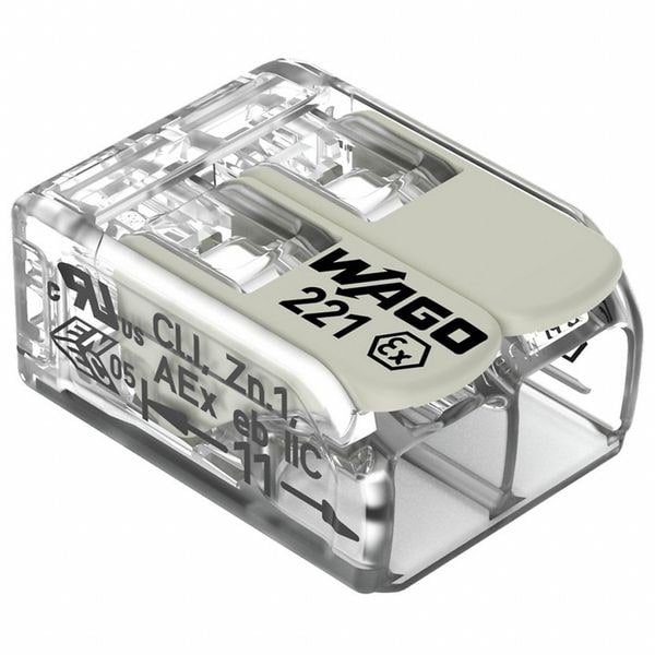 Wago Push-In Connector, Gray, 0.73", 440V 221-482 | Zoro