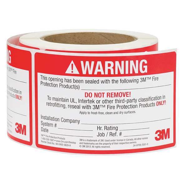 3M Label, 5 In., Red/White, 250 Labels/Roll 54917 | Zoro