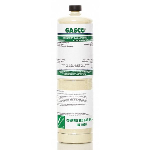 Gasco Calibration Gas, Helium, Nitrogen, 34 L, CGA 600 Connection, +/-5 ...