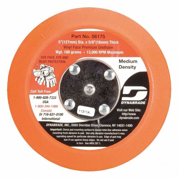 Dynabrade Non-Vacuum, Disc Pad, 5" dia. 56175 | Zoro