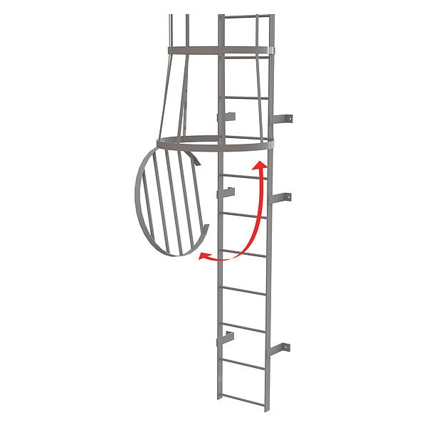 Tri-Arc Ladder, Fixed, Steel, Cage Door OPFS04 | Zoro