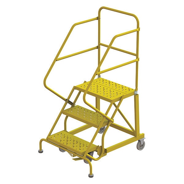 Tri-Arc Rolling Ladder, Steel, Safety Angle, 3-Step KDEC103246-Y | Zoro