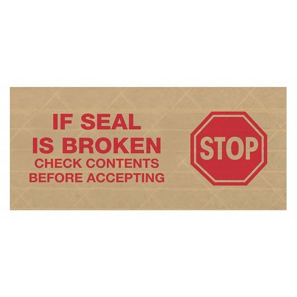 Tape Logic No 7500 Pre-Printed Reinforced Water Activated Tape, "Stop ...