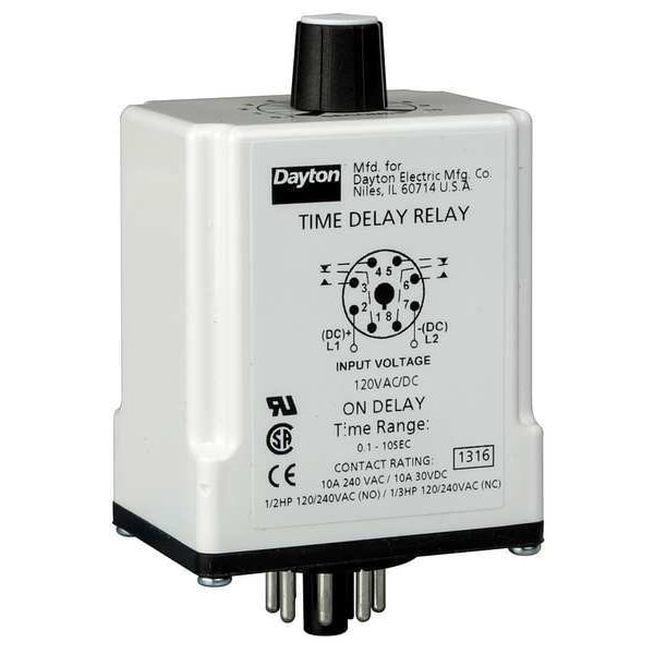 Dayton Single Function Time Delay Relay, Octal, On Delay, 1 Functions ...
