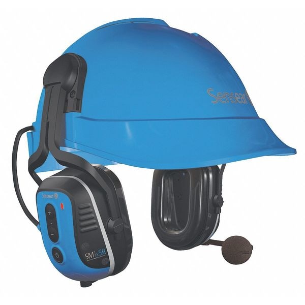 Sensear Hard Hat Mounted Electronic Ear Muffs, 24dB, SMARTMUFF, Blue ...