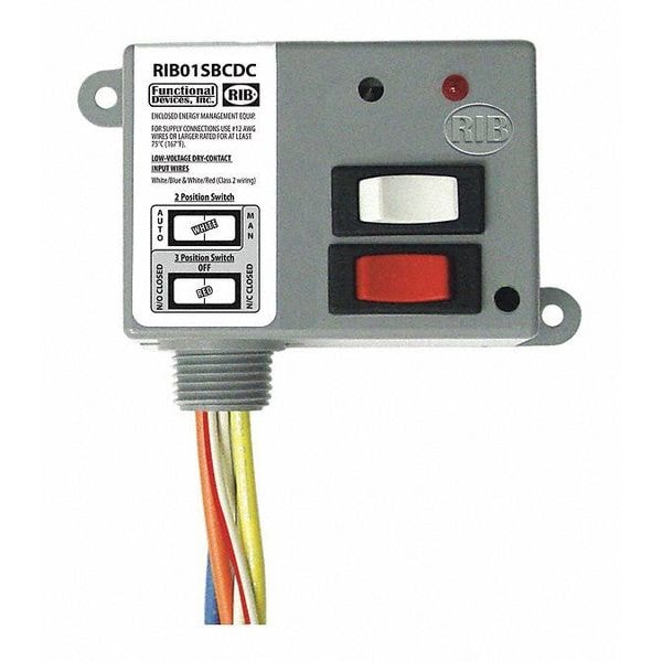 Functional Devices-Rib Enclosed Relay, 20A, SPDT/Override RIB01SBCDC | Zoro