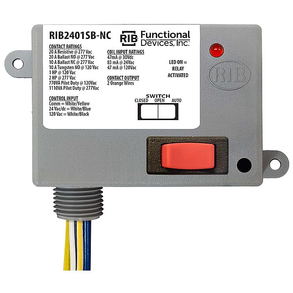 FUNCTIONAL DEVICES INC / RIB Enclosed Relay,20A,SPST-N/C (RIB2401SB-NC ...