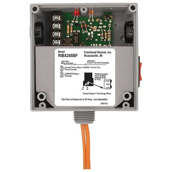 Functional Devices-Rib Enclosed Relay/Current Switch, 20A RIBX24SBF | Zoro