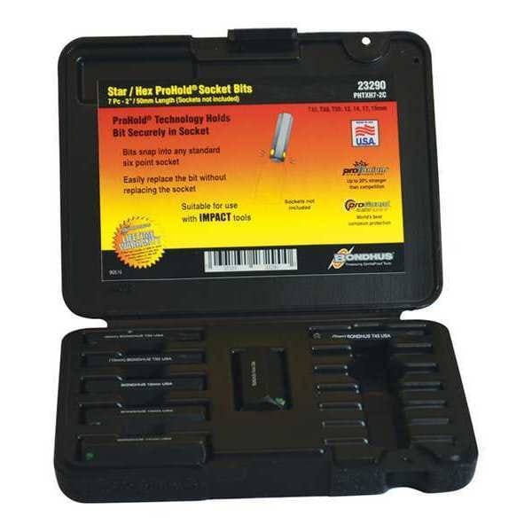 Bondhus 7 Piece Torx(R)/ Metric Star / Hex Bits Key Set 23290 | Zoro