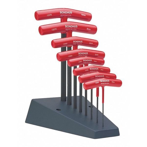 Bondhus 8 Piece Metric T-Shape Hex Key Set, 13389 13389 | Zoro