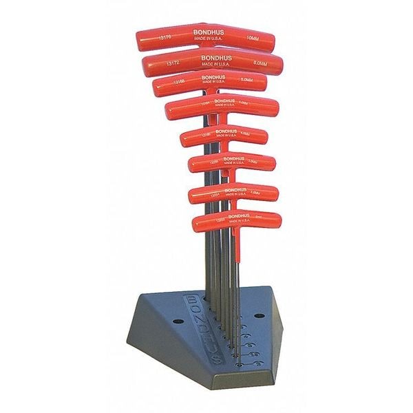 Bondhus 8 Piece Metric T-Shape Hex Key Set, 13189 13189 | Zoro
