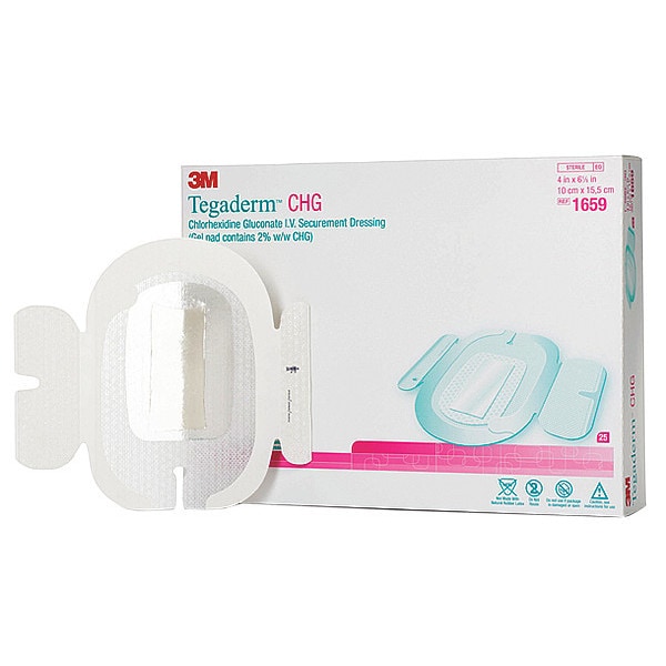 3M Tegaderm Tgdrm CHG Chlorhxdn Gluconat I.V, PK100 1659 | Zoro