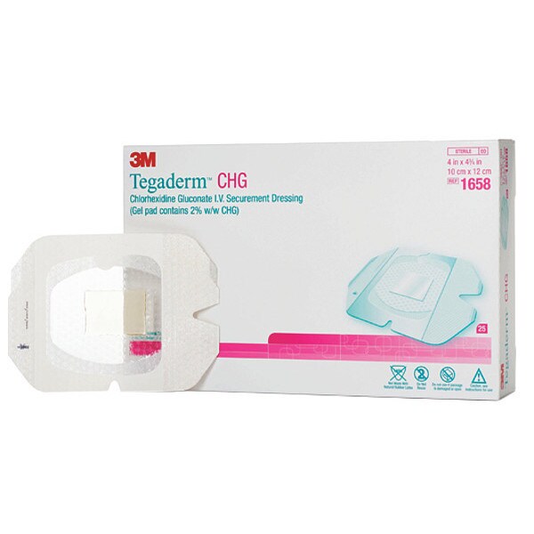 3M Tegaderm Tgdrm CHG Chlorhexidn Gluconat I.V, PK100 1658 | Zoro