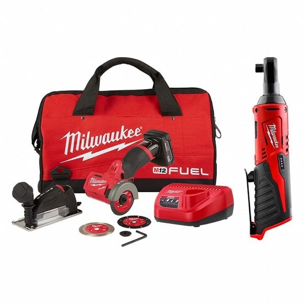 Milwaukee Tool M12 FUEL 3" Compact Cut Off Tool - Kit + M12 Cordless 3/ ...