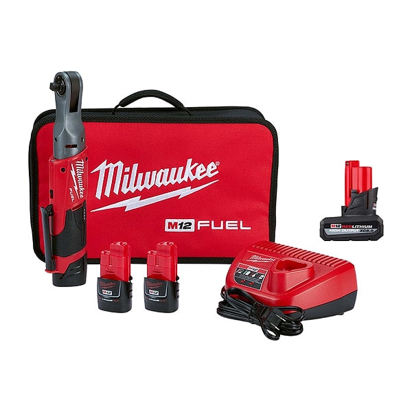 Milwaukee Tool M12 FUEL 3/8" Ratchet 2 Battery Kit + M12 HIGH OUTPUT ...