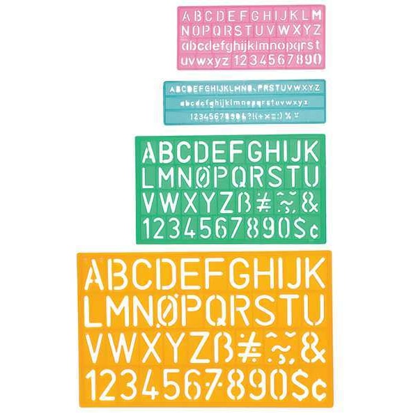 Westcott Stencil/Drawing Template, Combination Set, A-Z, 0-9, $, & and Punctuation, Various Font ...