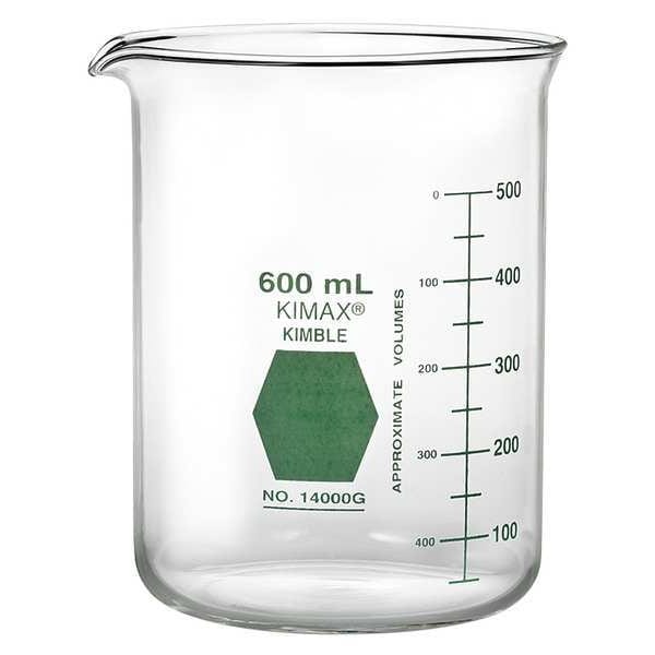 Kimble Chase Colorware Beaker, Borosilicate Glass, Low Form, 600 mL ...