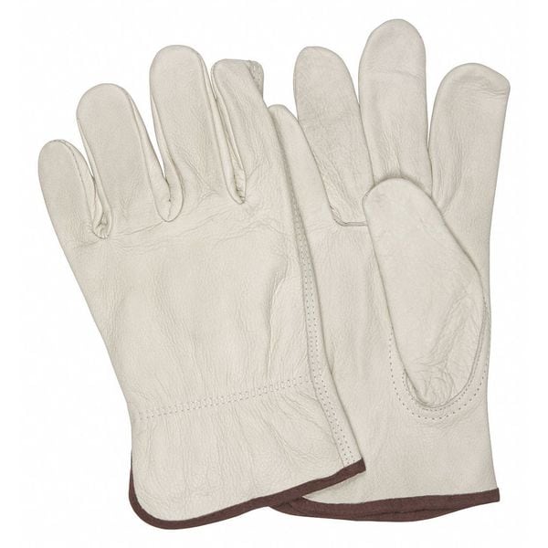 Mcr Safety Leather Drivers Gloves, Grain Cowhide, Gunn Cut, Keystone Thumb, Beige, L, PK12 ...