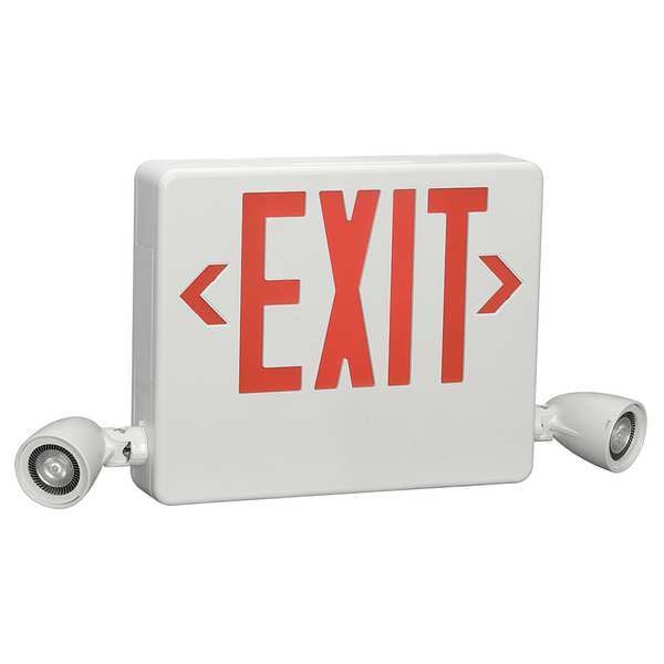 Dual-Lite Exit Sign w/Emergency Lights, LED, Red HCXURW-03L | Zoro