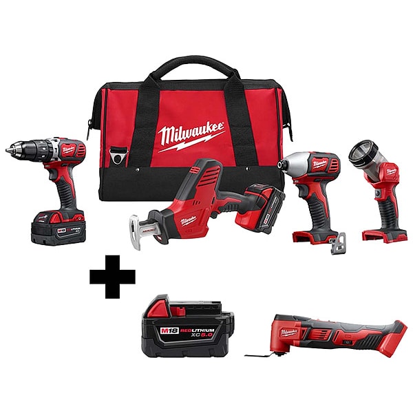 Milwaukee Tool M18 4-Tool Kit, M18 5.0, M18 Multi-Tool 2695-24, 48-11 ...