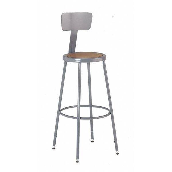 600 Series Industrial Stool Ind. Stool w/Bck, Adj. Height, 19-27"H, Gry ...