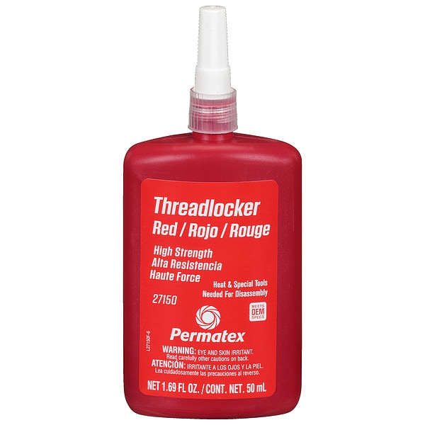 Permatex Threadlocker, PERMATEX, Red, High Strength, Liquid, 50 mL ...