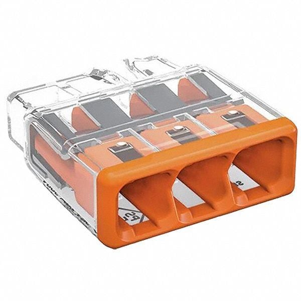 Wago Push-In Connector, Orange, 0.73", 600V 2773-403 | Zoro