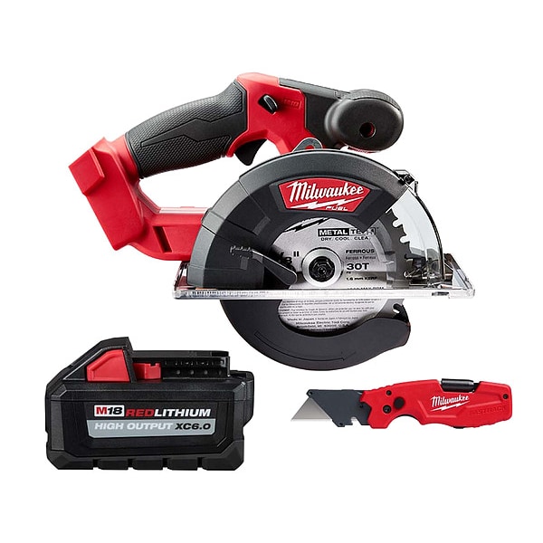 Milwaukee Tool M18 Circ Saw + M18 XC6.0 Battery + Knife 2782-20, 48-11 ...