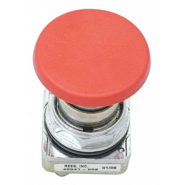 Rees Push Buttons Mushroom Plunger, Red, 30mm 40041002 | Zoro