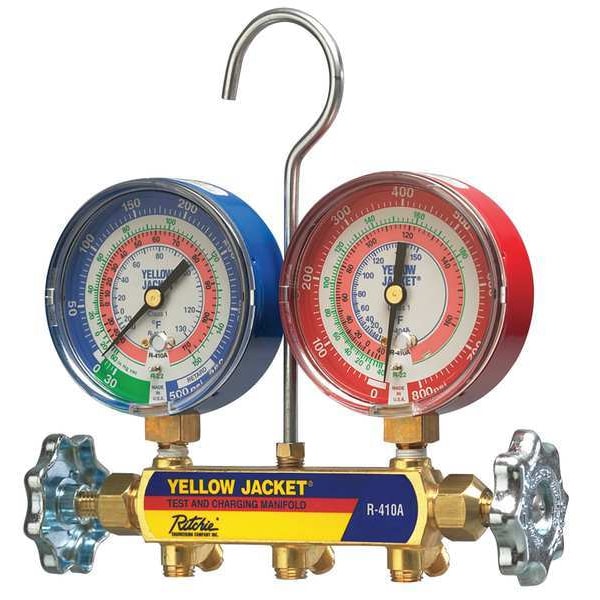 Yellow Jacket Mechanical Manifold Gauge Set, 2-Valve 42021 | Zoro