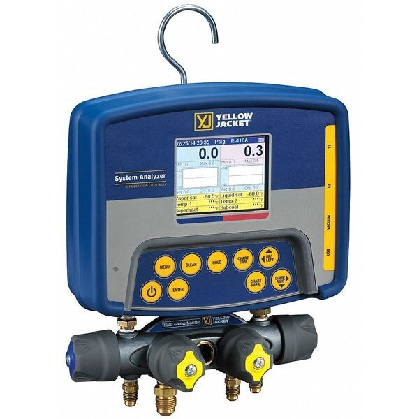 Yellow Jacket Mechanical Manifold Gauge Set, 4-Valve 40812 | Zoro